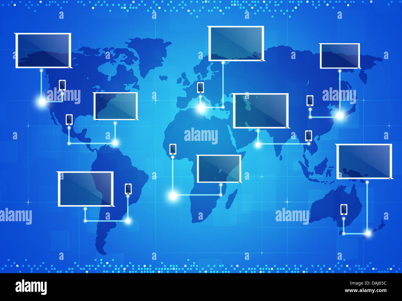 technology digital cell phone message information blue background Stock ...