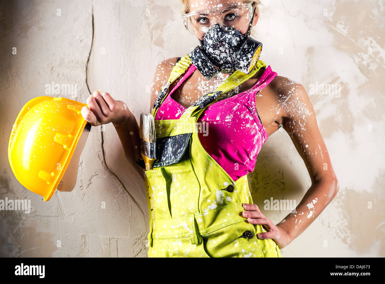 Female construction worker indoors Stock Photo - Alamy