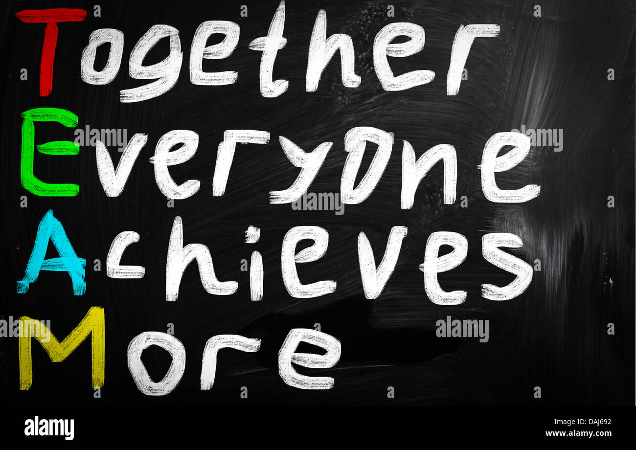 Team acronym white chalk handwriting on blackboard Stock Photo - Alamy