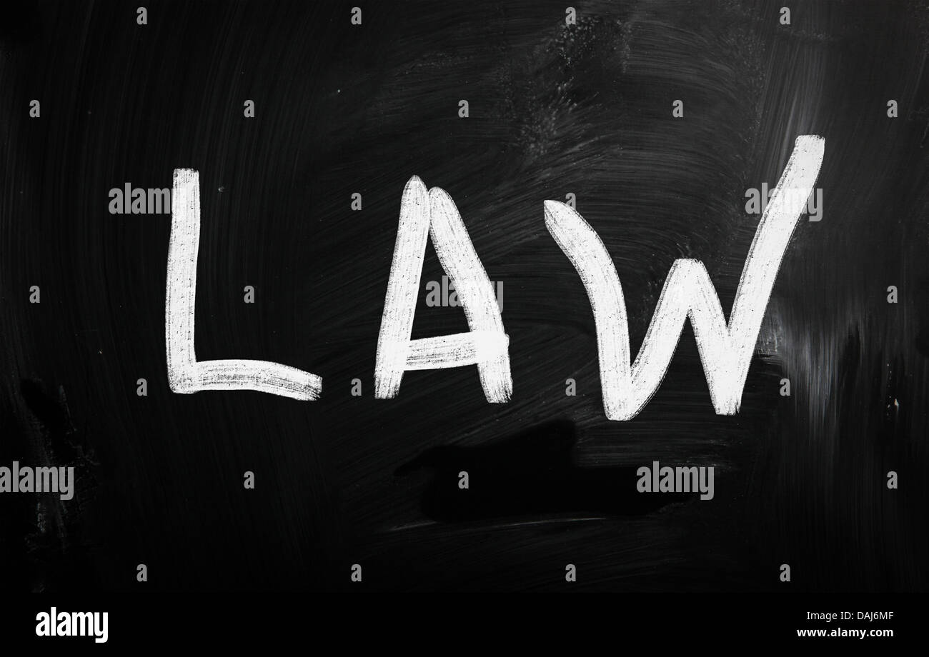 The word "Law" handwritten with white chalk on a blackboard Stock Photo ...
