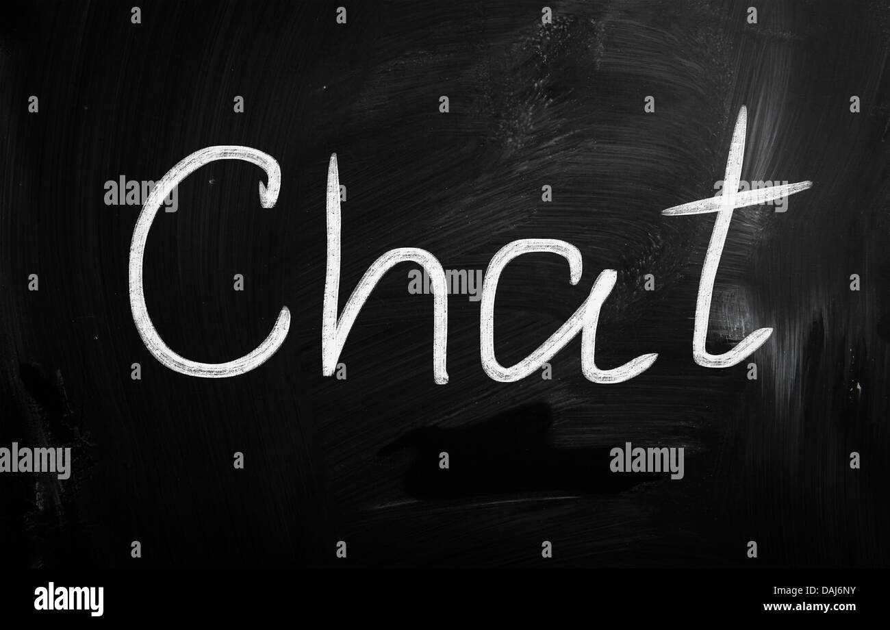 The word "Chat" handwritten with white chalk on a blackboard Stock ...