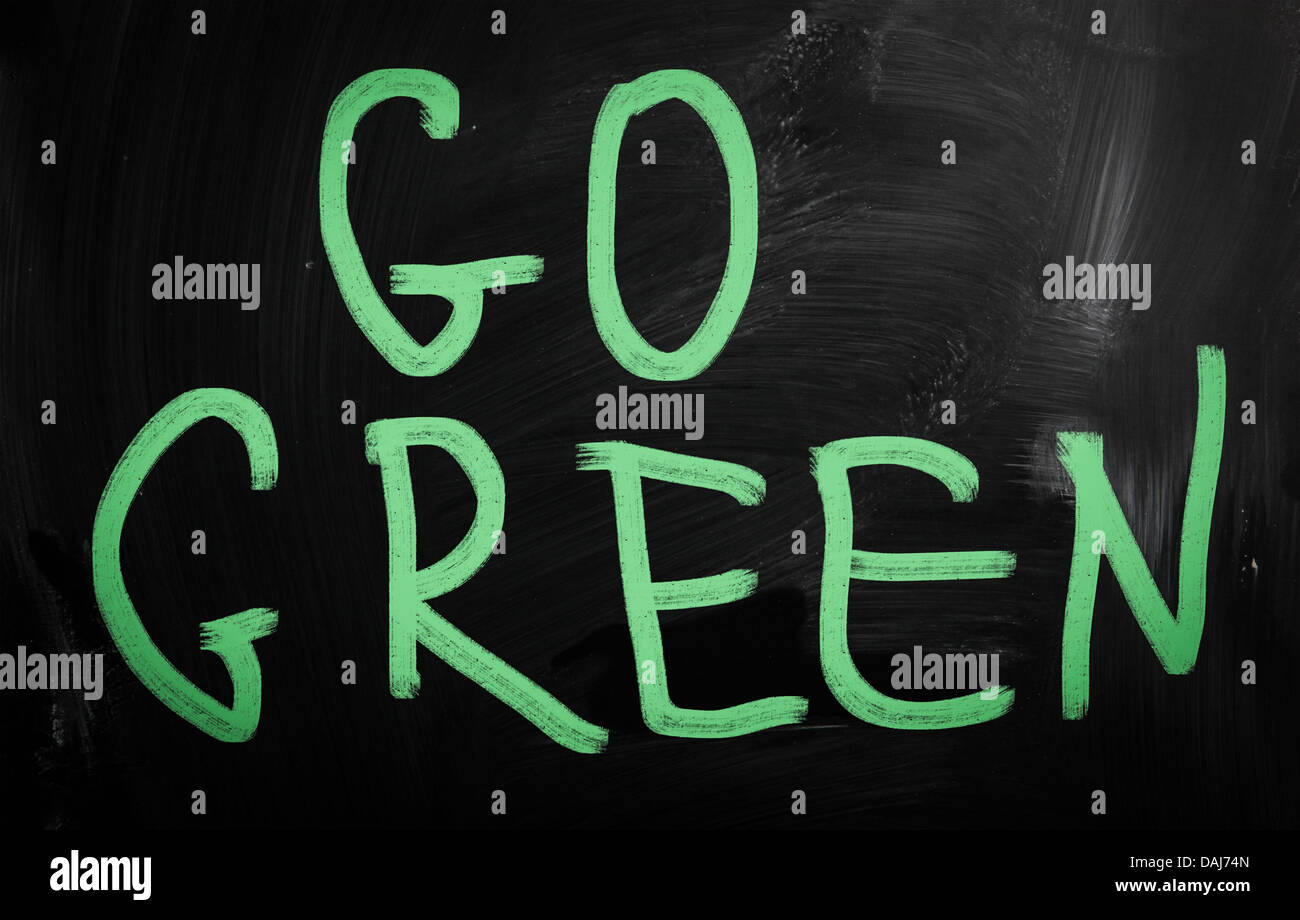 Go green handwritten with white chalk on a blackboard Stock Photo - Alamy