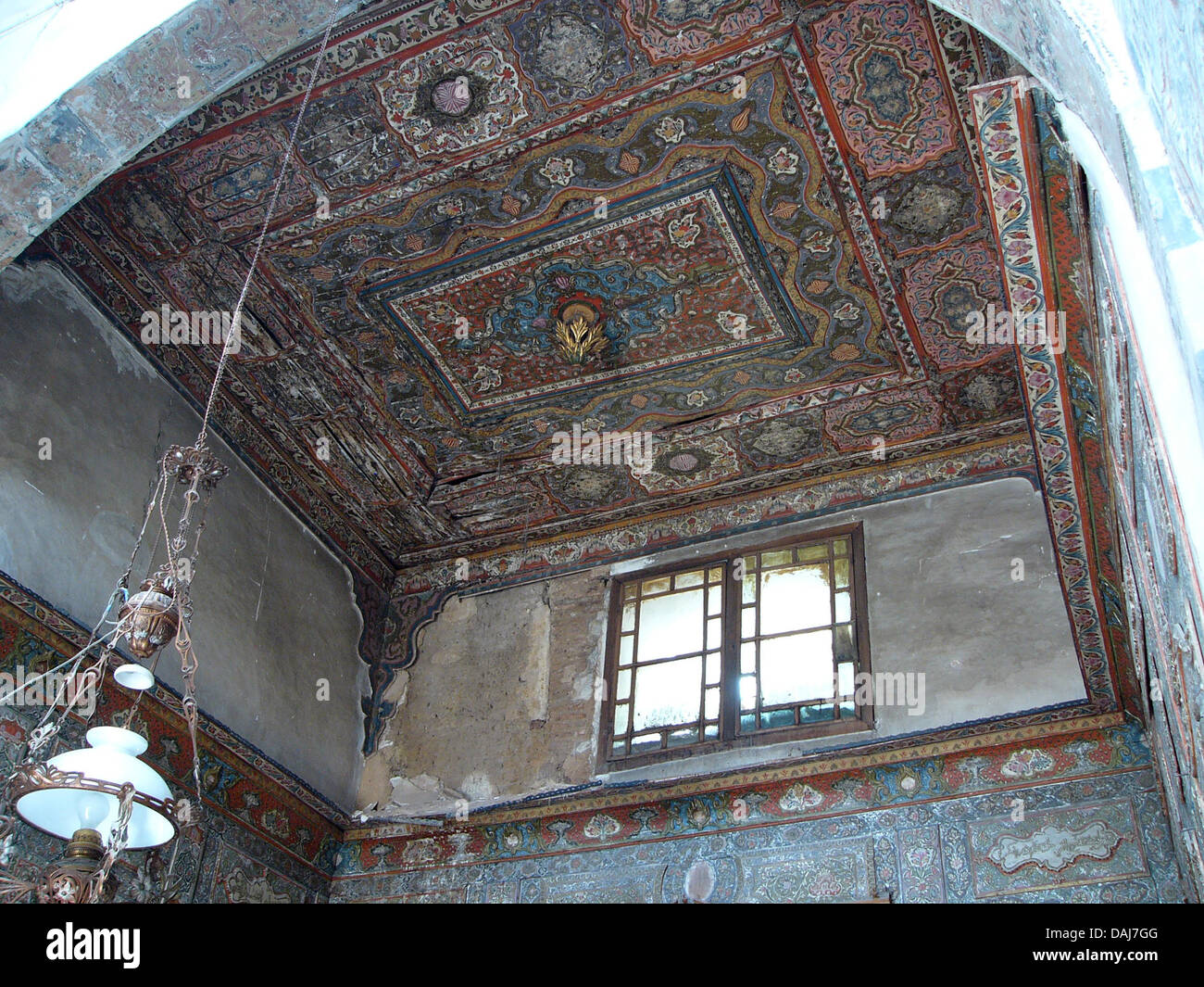 The picture shows a the ceiling of a Damascus Room in Damascus, Syrian ...