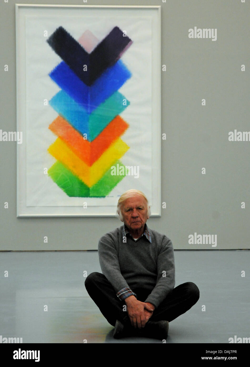 Artist Heinz Mack sits on the floor of his exhibition 'Mack - The ...