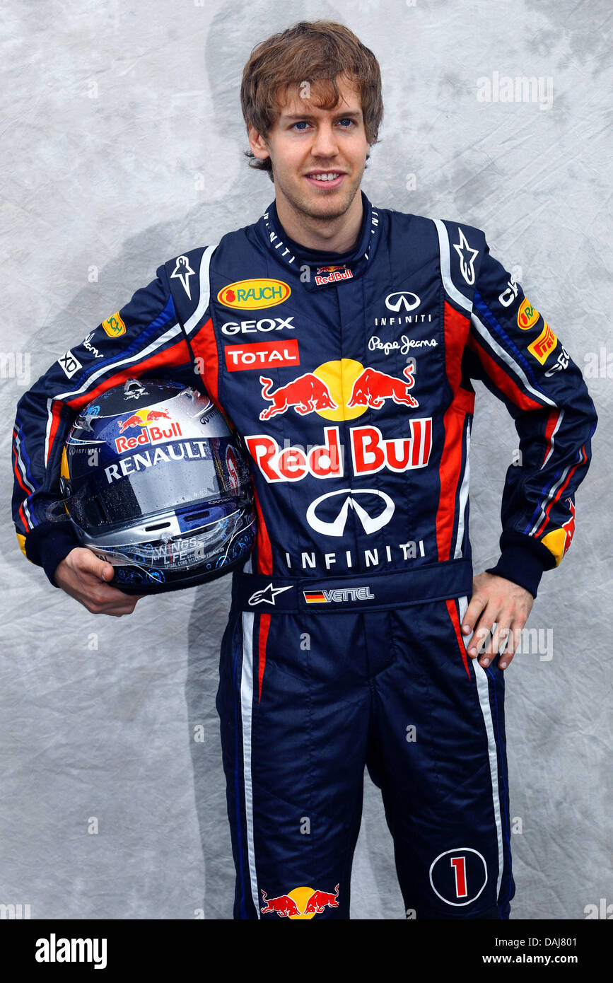 German Formula One driver Sebastian Vettel of Red Bull poses during the ...