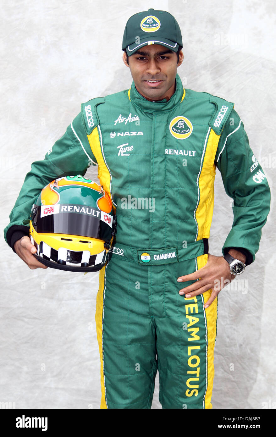 India Formula One test driver Karun Chandhok of Lotus smiles during the ...