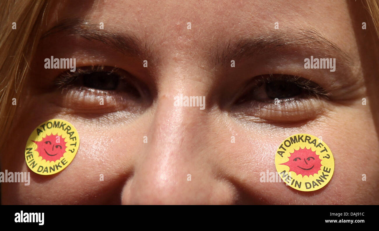 'Nuclear energy? No, thanks' stickers pictured as ten thousands of anti ...