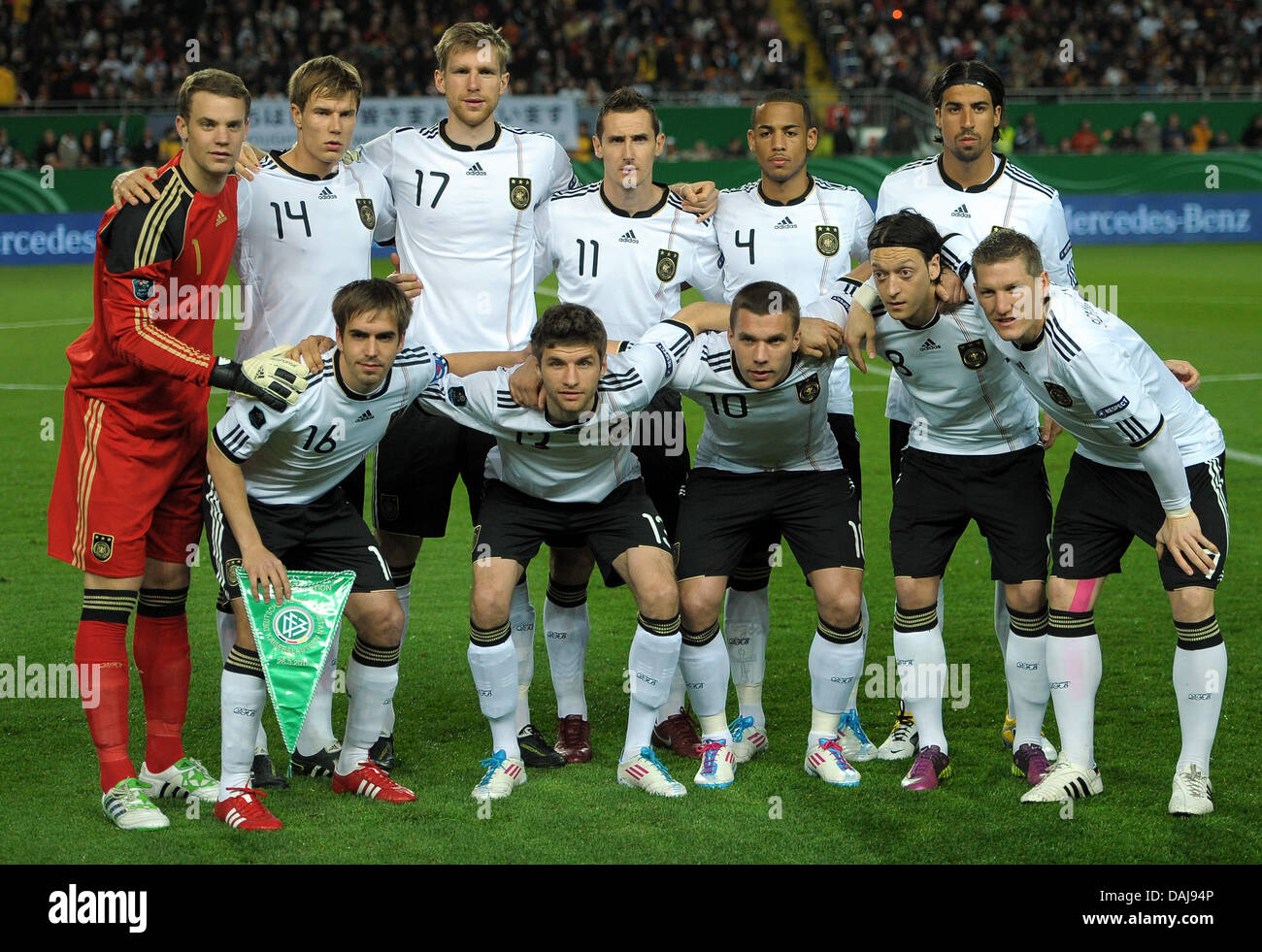 German team (Back L-R) Manuel Neuer, Holger Badstuber, Per Mertesacker ...