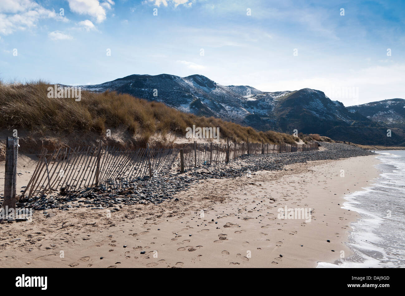 Conwy Morfa beach North Wales with views towards Conwy mountain Stock ...
