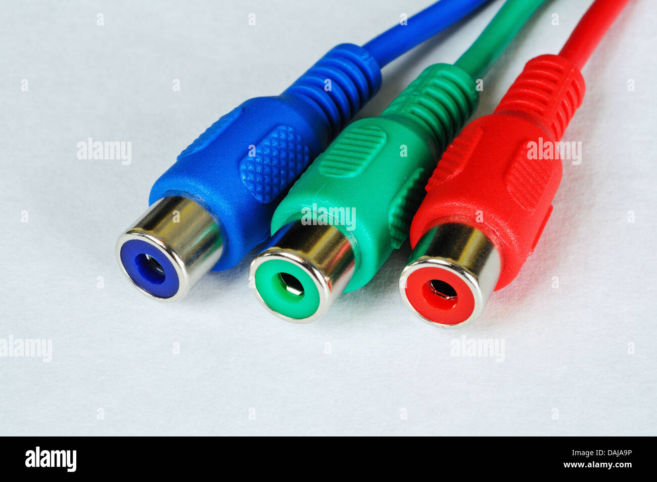 RGB phono/RCA female plugs against a plain background Stock Photo - Alamy