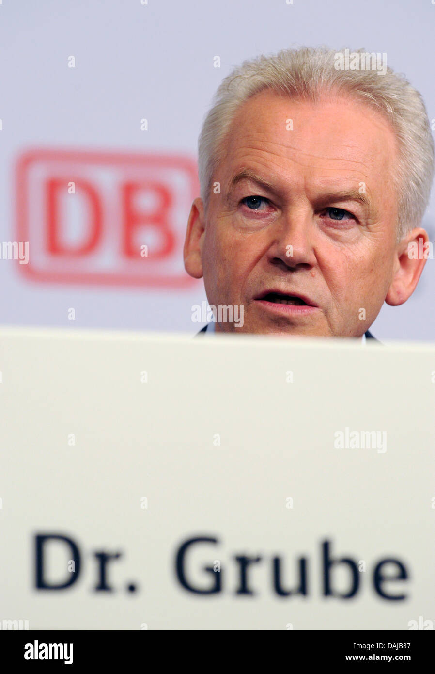 The CEO of Deutsche Bahn AG (German Railways), Ruediger Grube, smiles ...