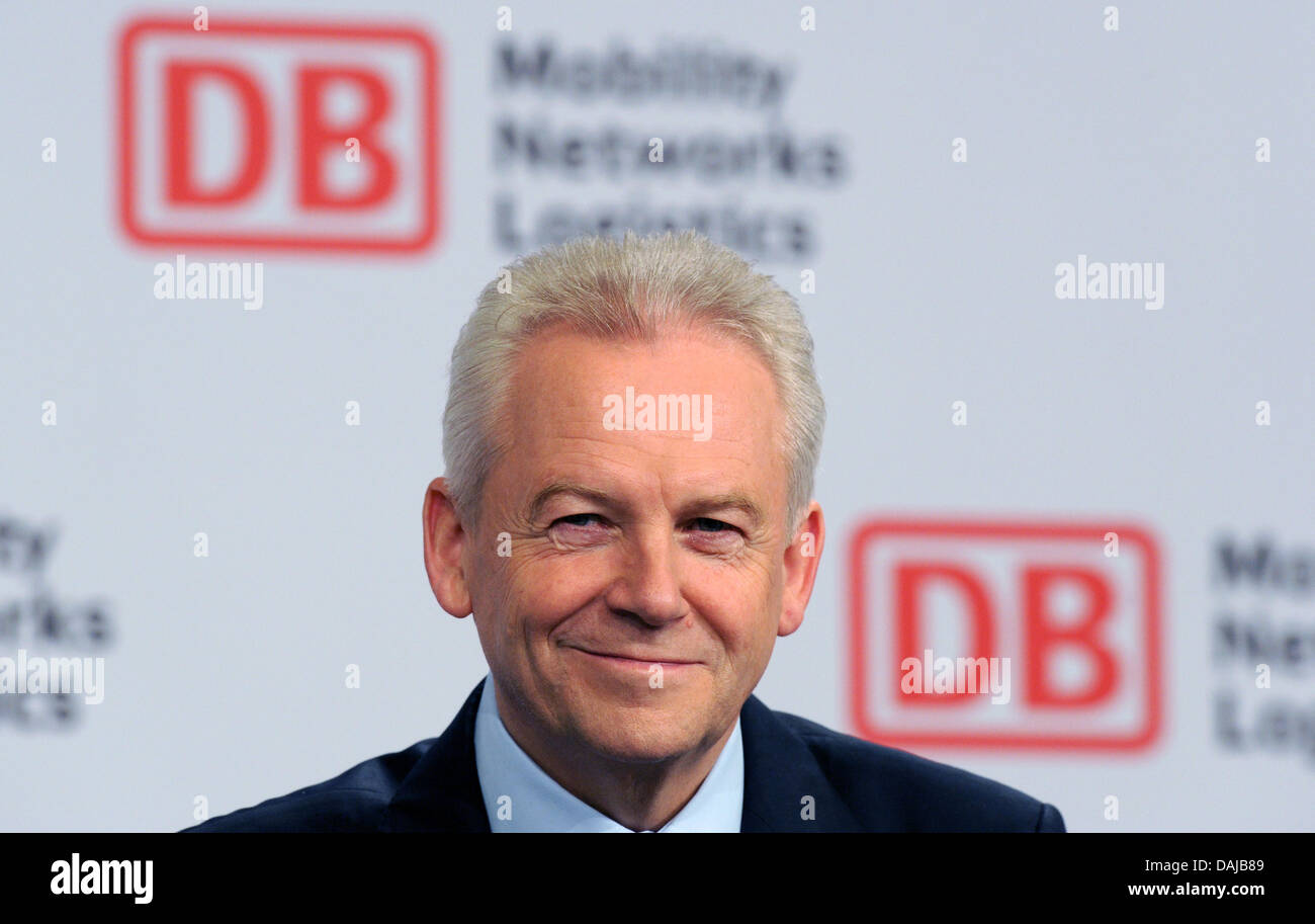 The CEO of Deutsche Bahn AG (German Railways), Ruediger Grube, smiles ...