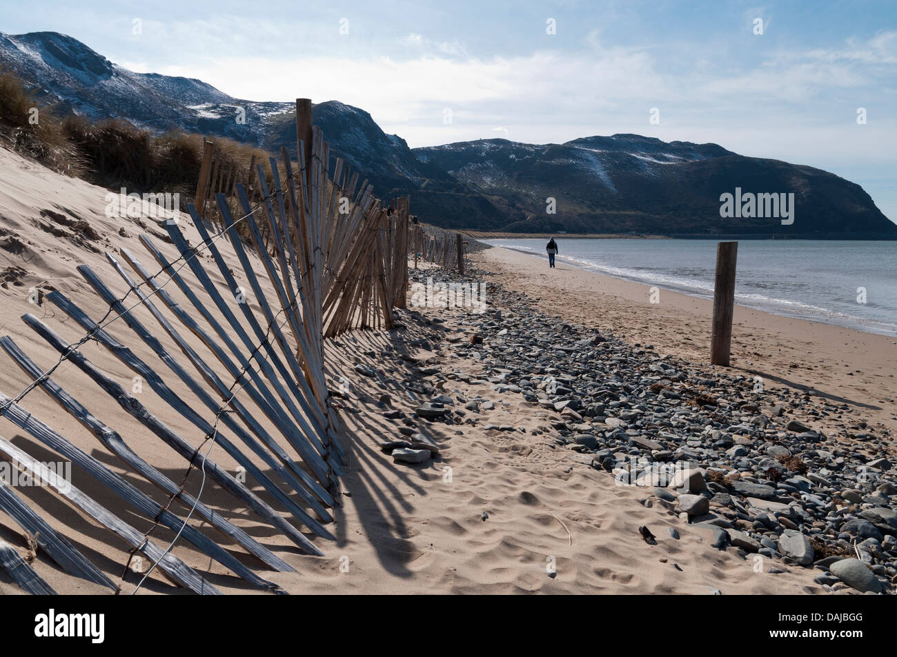 Conwy Morfa beach North Wales sand dune protection fencing Stock Photo ...
