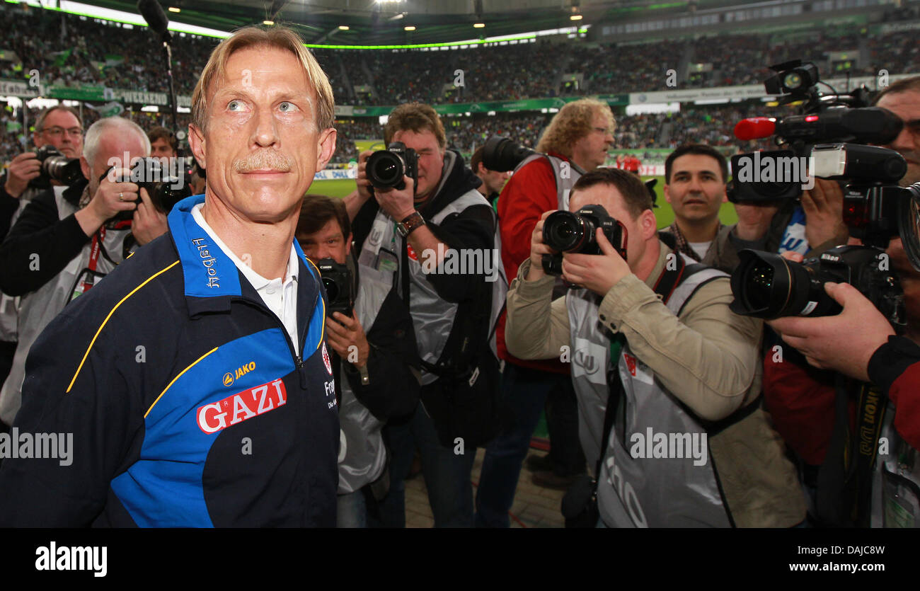 Frankfurt coach Christoph Daum arrives for the Bundesliga match VfL ...