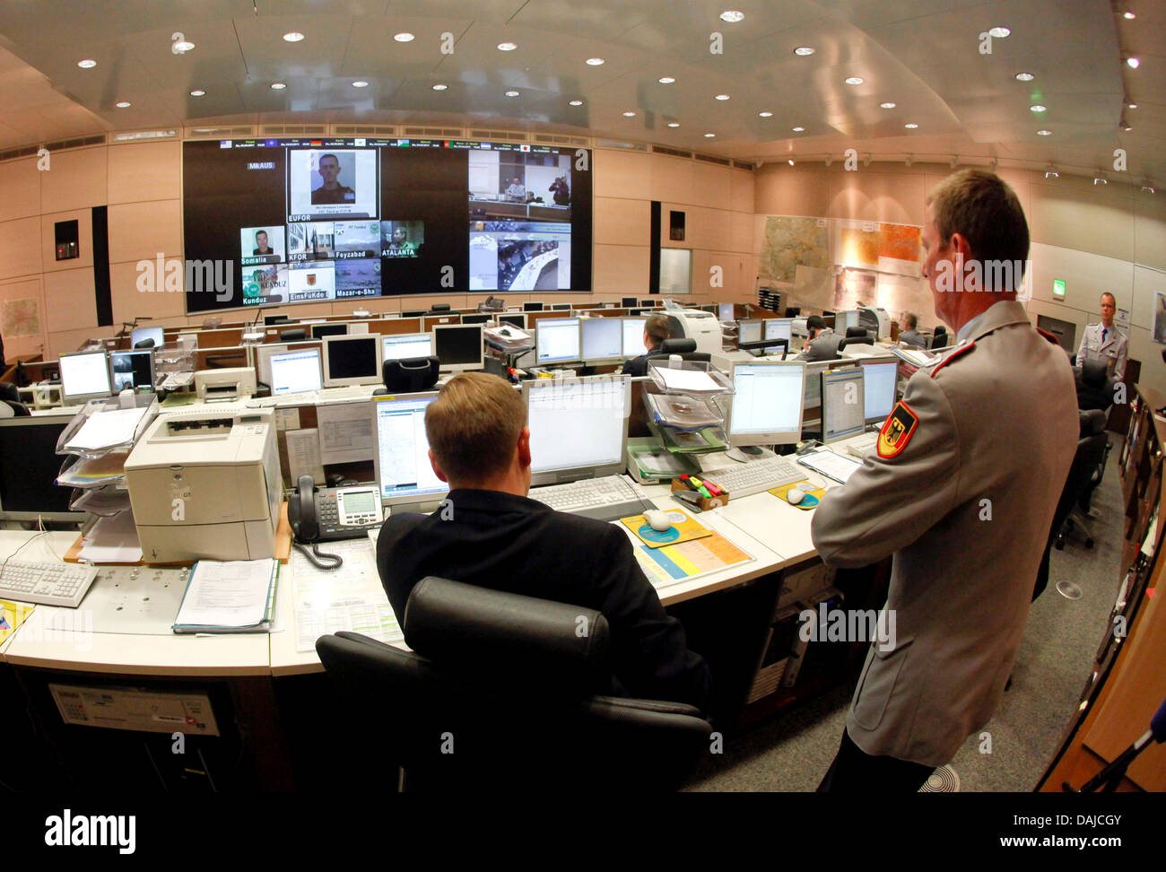 A general view shows the joint operational center of the German armed ...