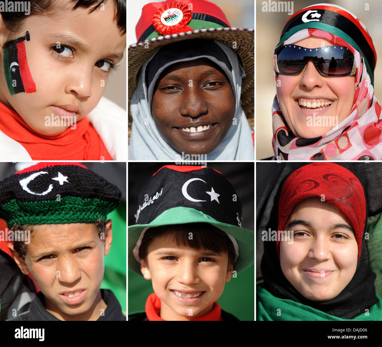 Kombo zeigt junge Libyer, die sich am Dienstag (05.04.2011) in Bengasi ...