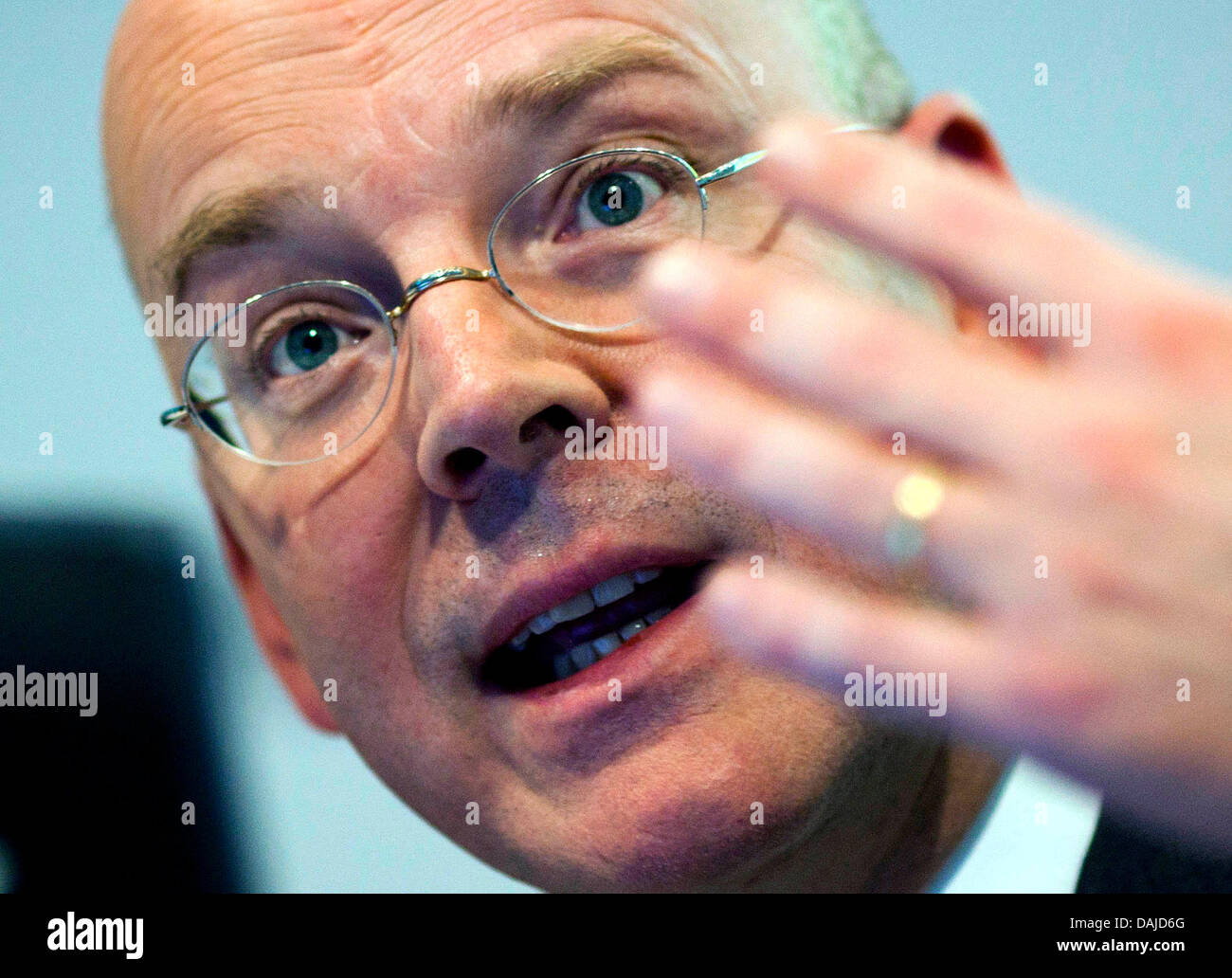 The chairman of Commerzbank, Martin Blessing, speaks during a press ...