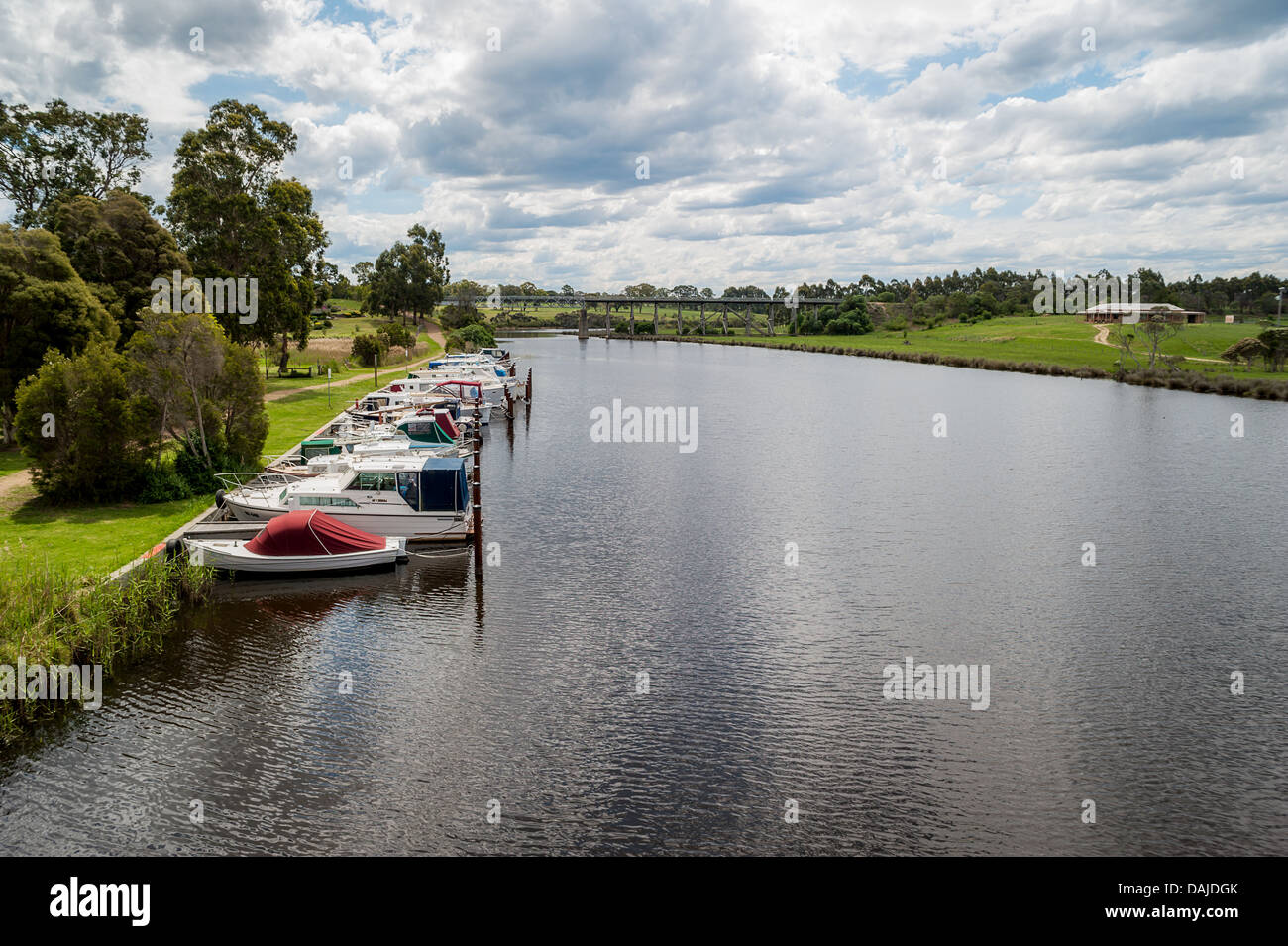 The small town of Nicholson on the Nicholson River in East Gippsland ...