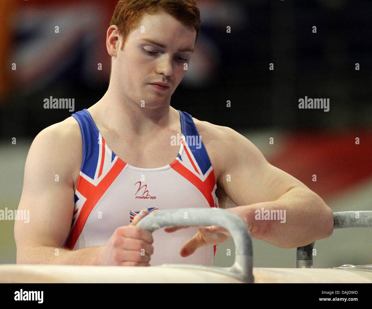 Daniel Purvis from Great Britain performs at the Gymnastics European ...