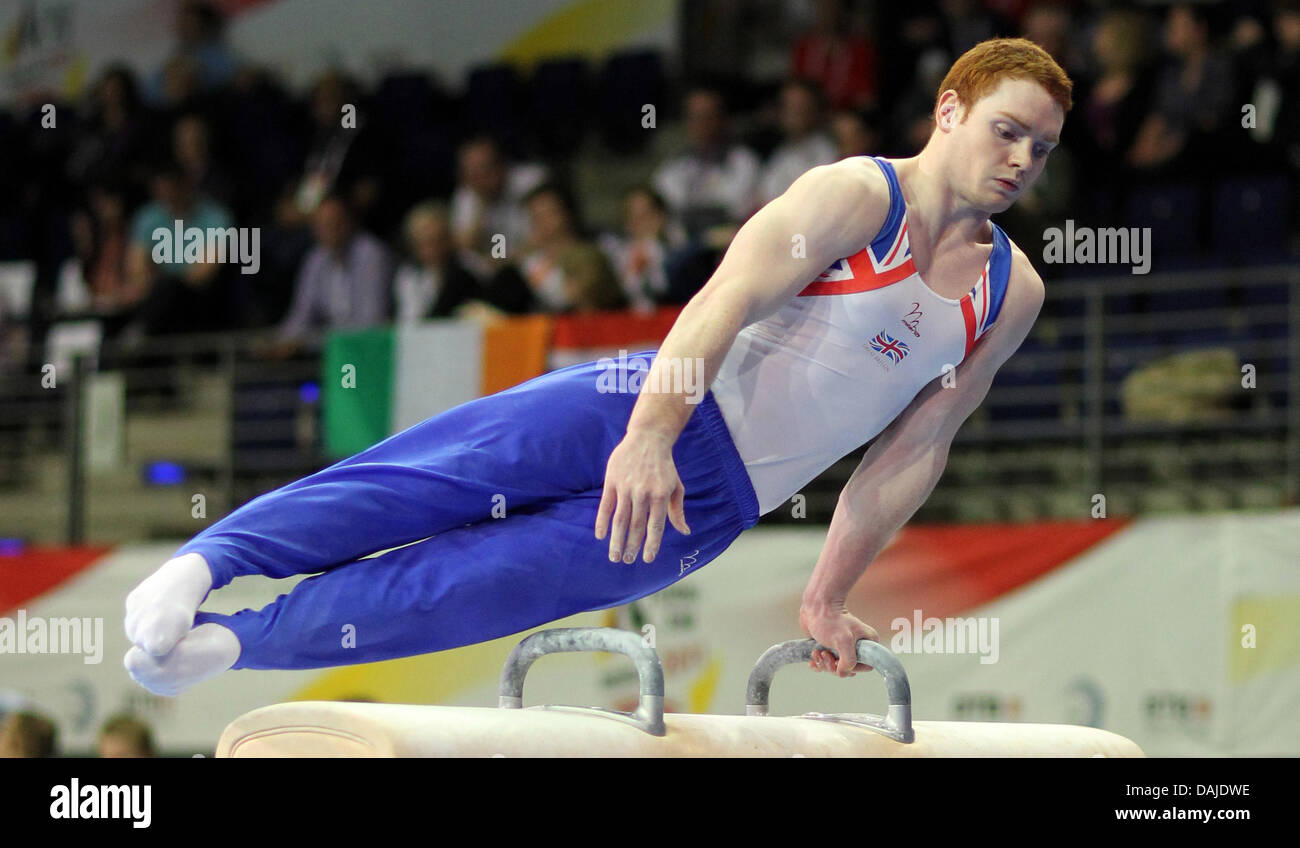 Daniel Purvis from Great Britain performs at the Gymnastics European ...