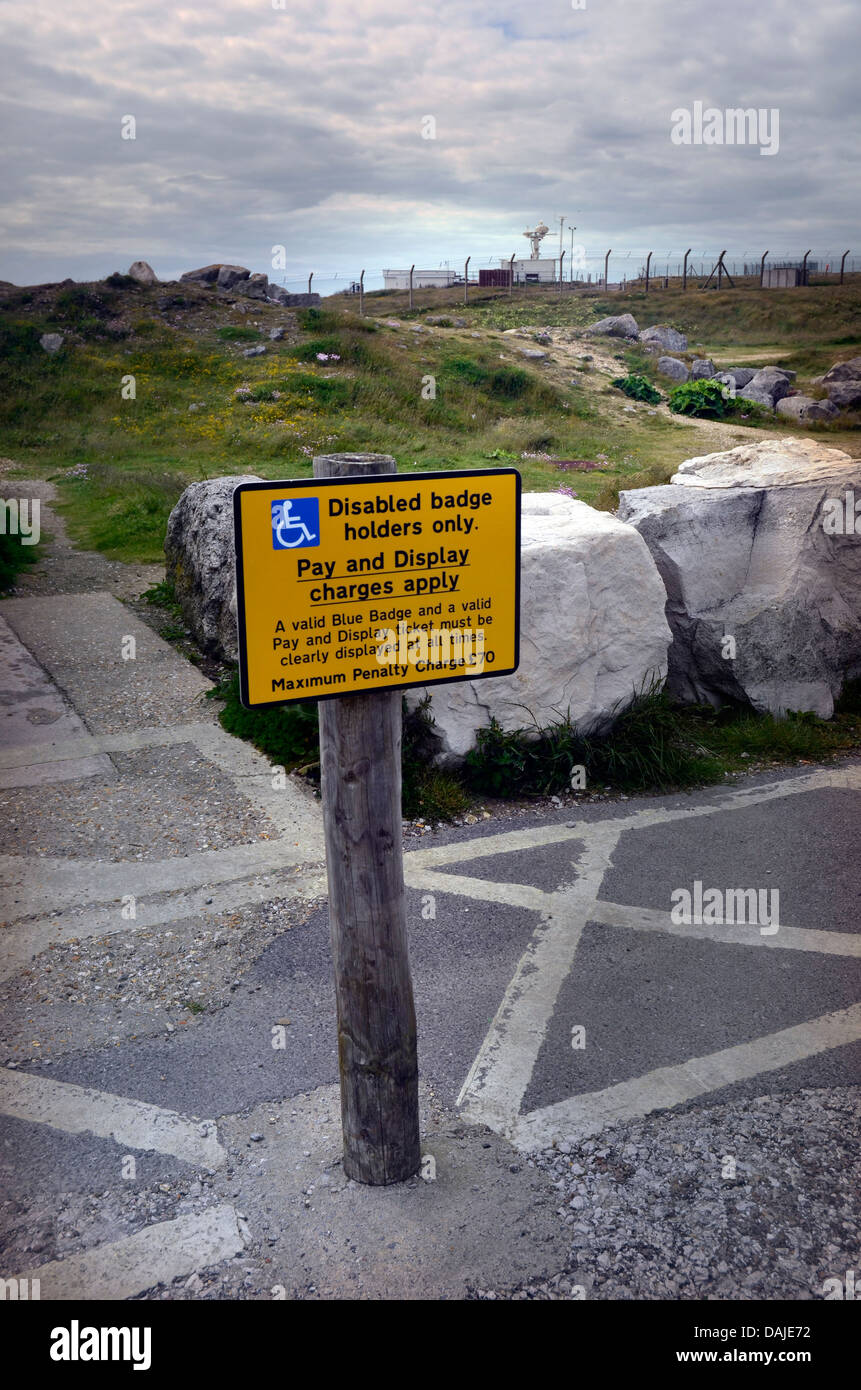 parking sign portland bill dorset uk Stock Photo - Alamy
