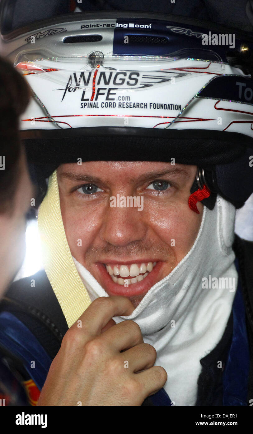 German Formula One driver Sebastian Vettel of Red Bull prepares for the ...