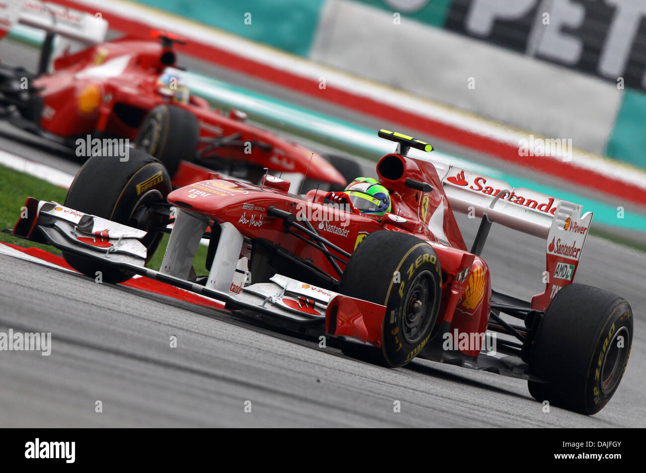 Brazilian Formula One driver Felipe Massa of Ferrari steers his car ...