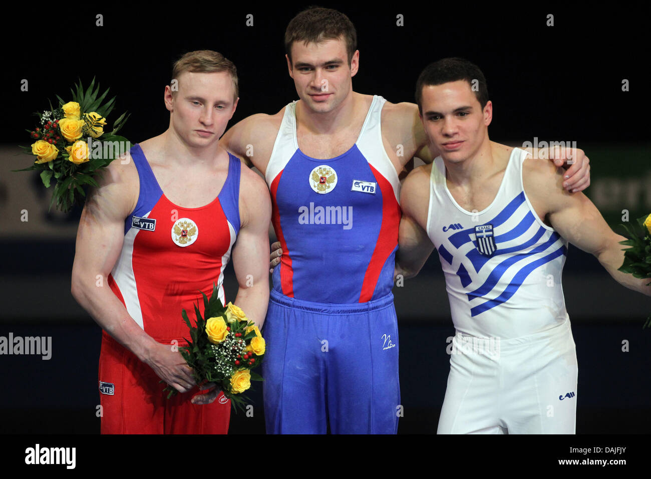 (L to R) Russian athletes Alexander Balandin and Constantine Plushnikov ...