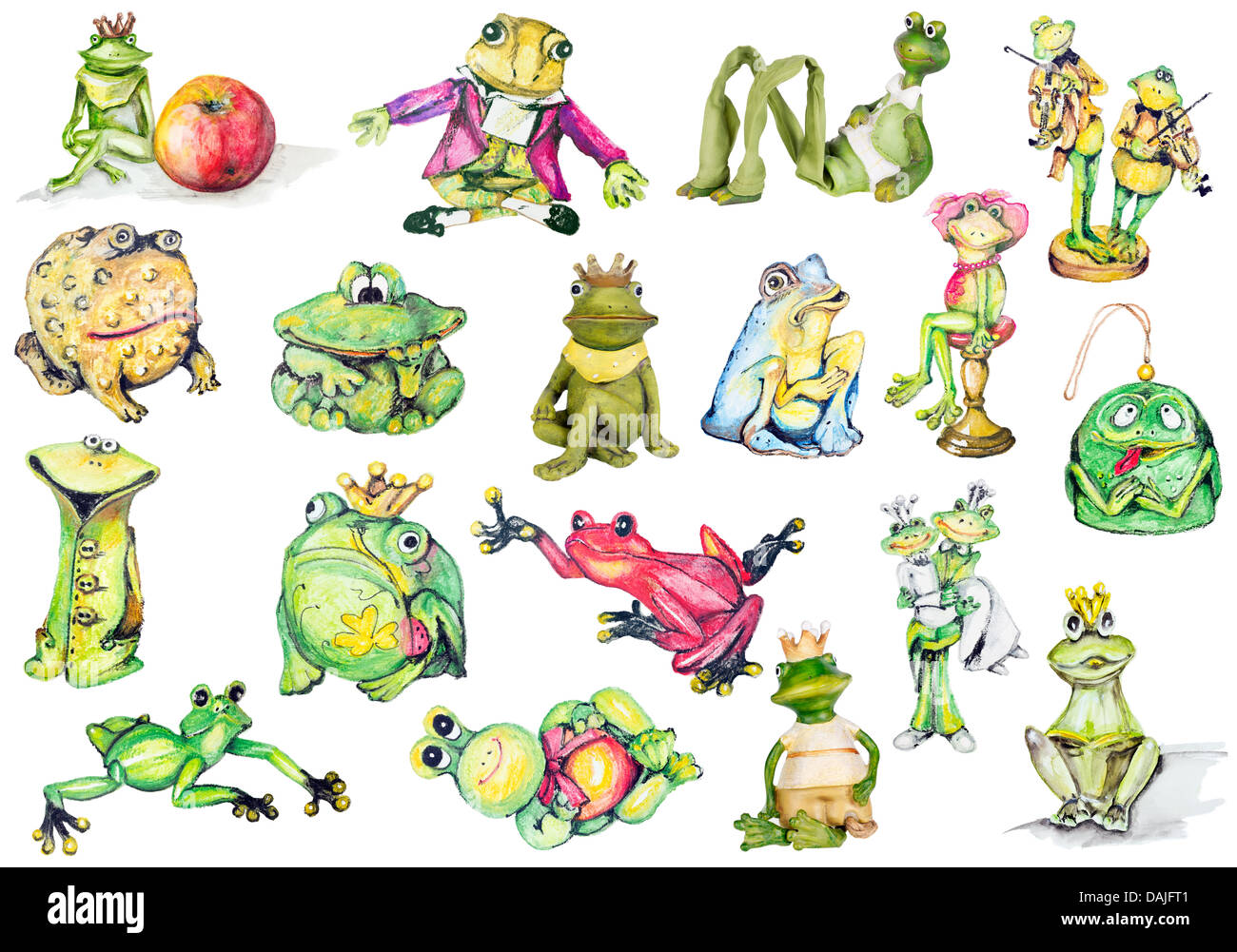 Frogs as unique art objects - watercolor handmade painted or sculpted ...