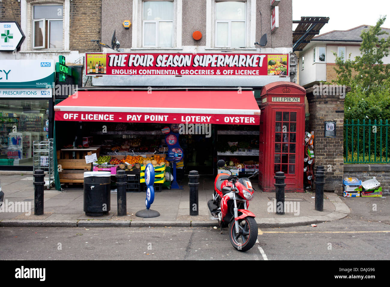 The Four Season Supermarket shop front in North London UK, Green Lanes ...