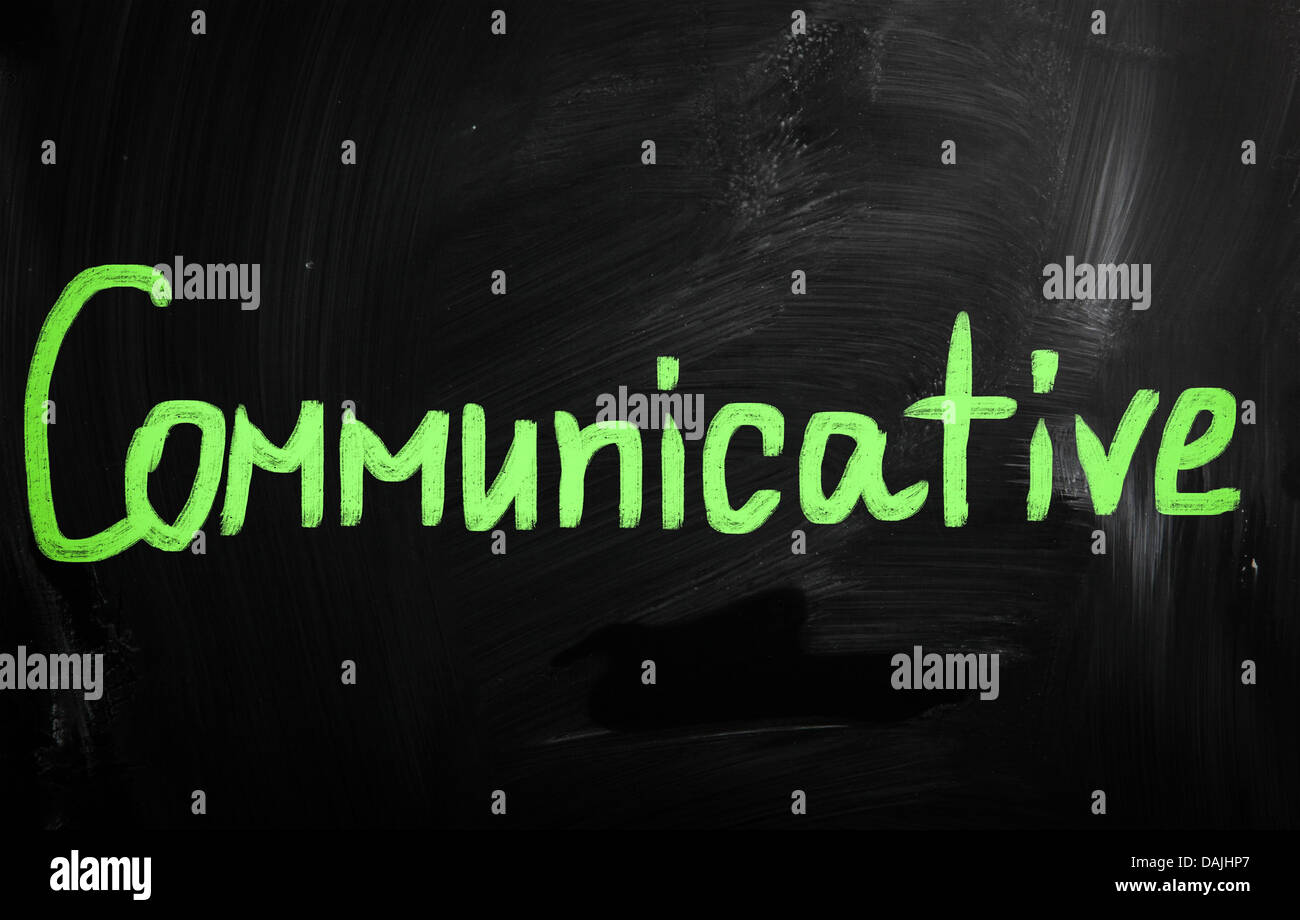 communication handwritten with white chalk on a blackboard Stock Photo ...