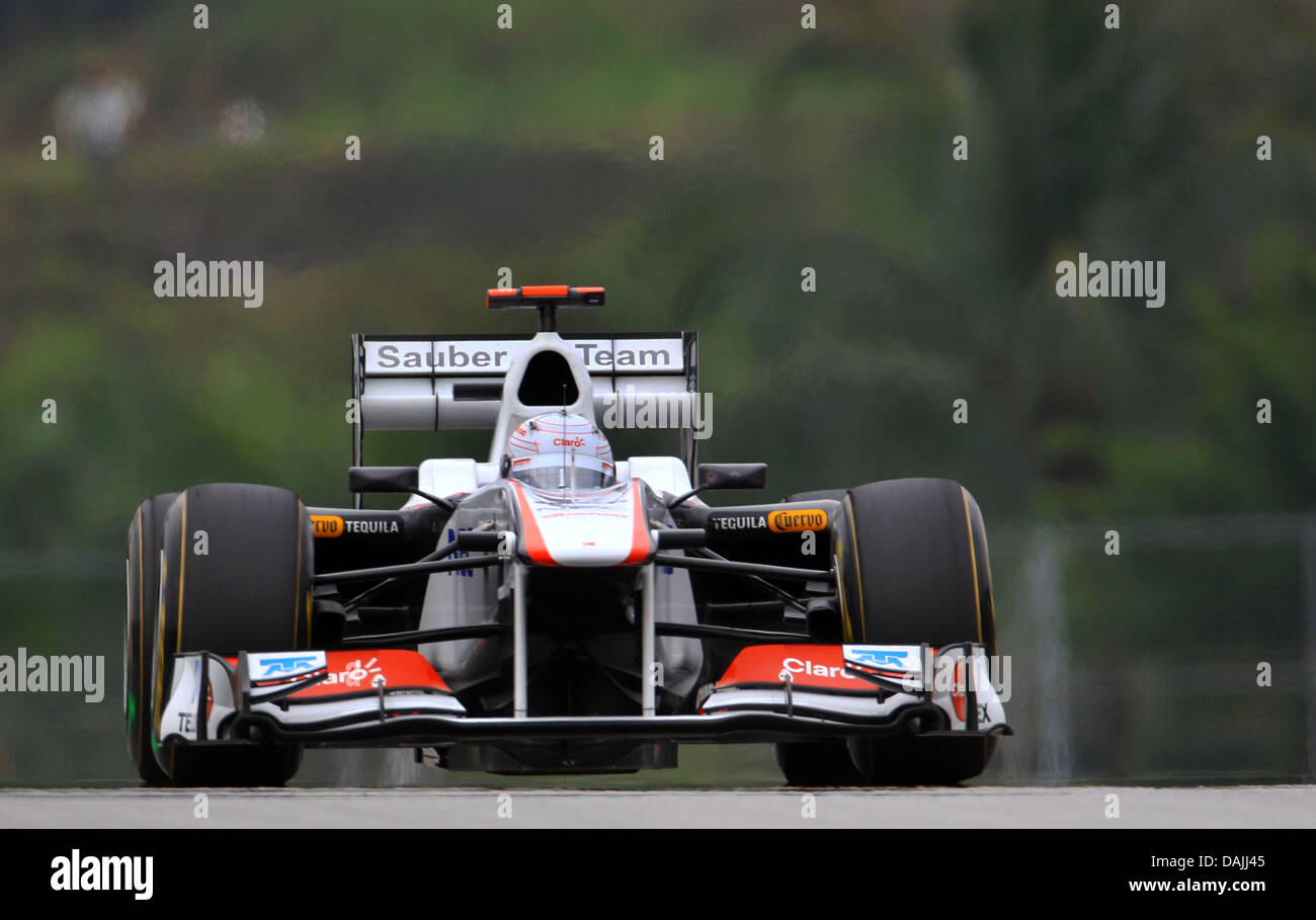 Japanese Formula One driver Kamui Kobayashi of Sauber steers his car ...