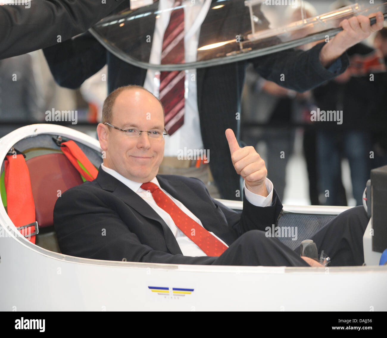 Prince Albert II of Monaco sits in the Electric aircraft 'Elektra One ...