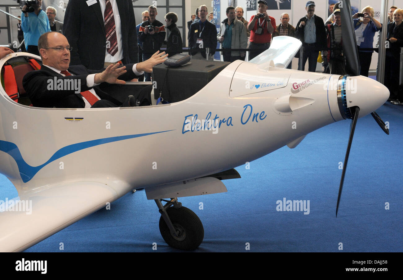 Prince Albert II of Monaco sits in the Electric aircraft 'Elektra One ...