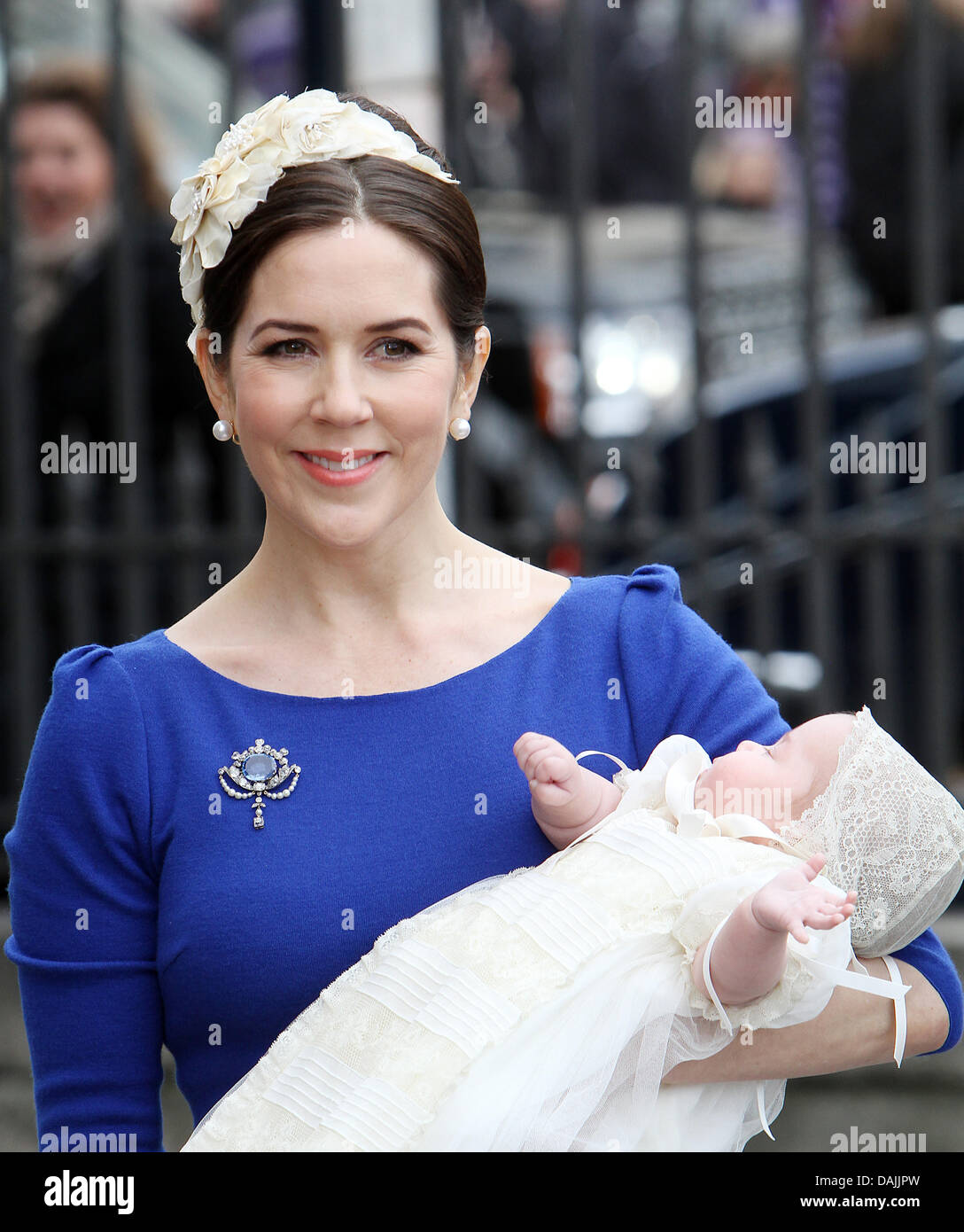 Crown Princess Mary with little Josephine leaves after the christening ...