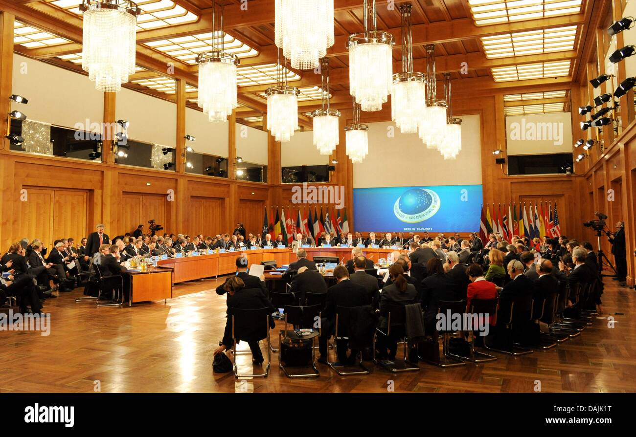 Participants assemble during for the Nato-Russia relations council ...