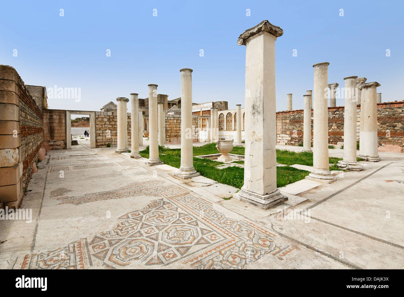 Turkey, Sardis, View of Sardis synagogue with mosaic floor Stock Photo ...