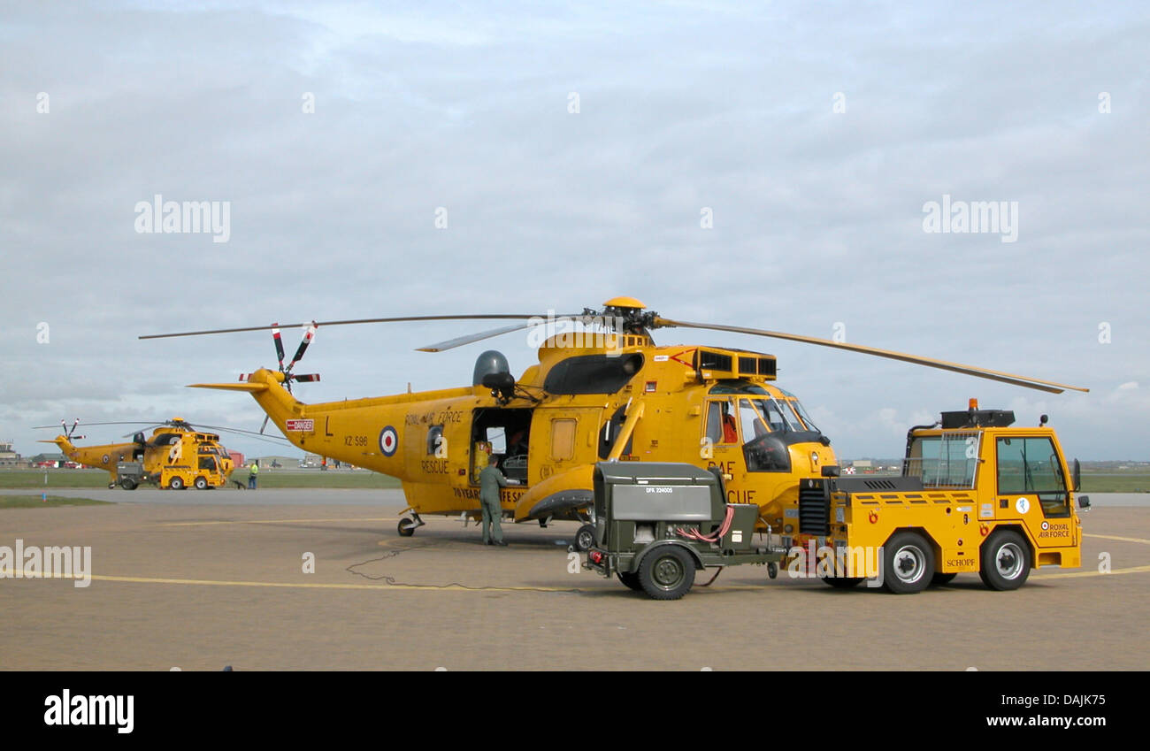 A helicopter is equipped at the RAF VAlley air force base on the ...
