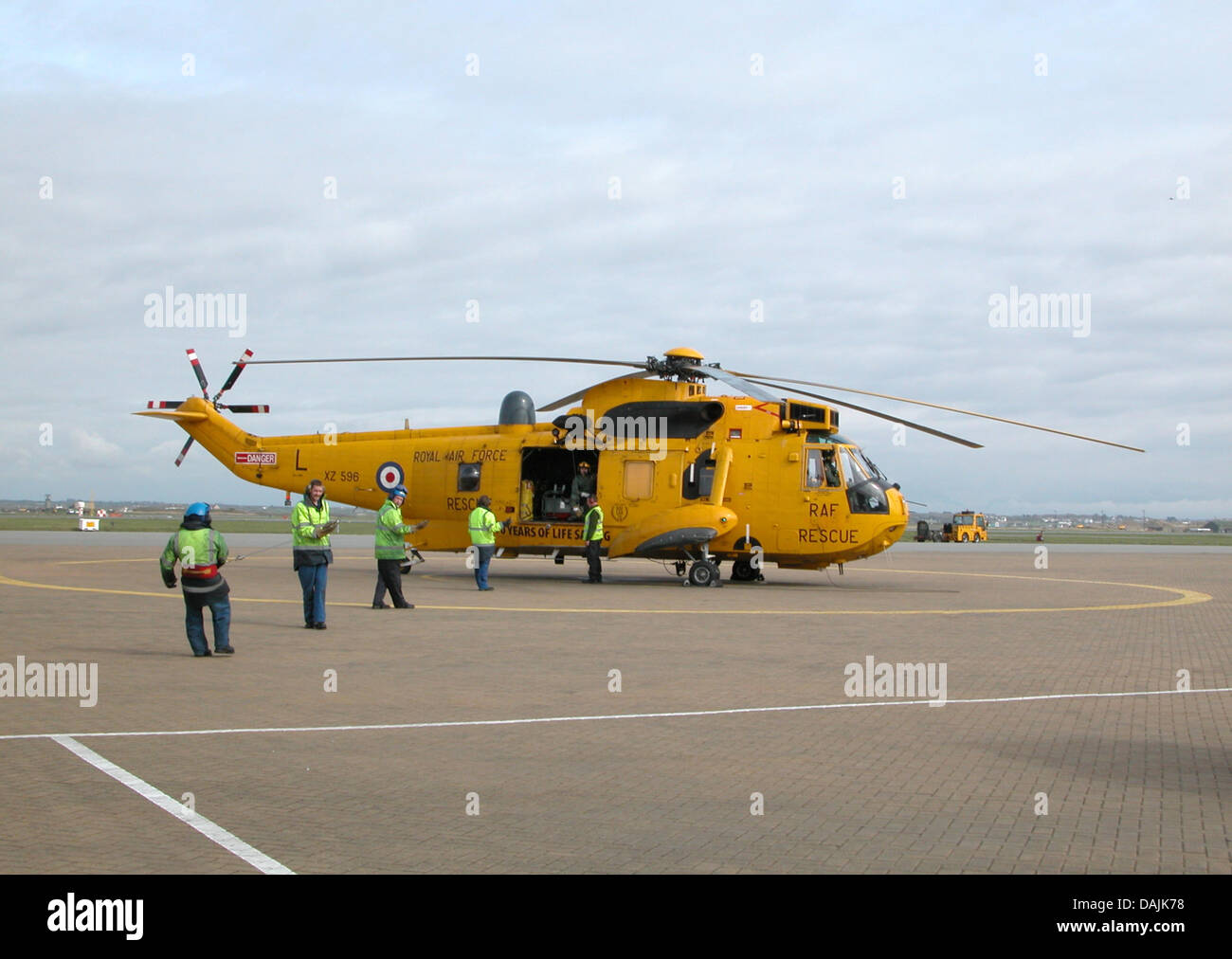 A helicopter is equipped at the RAF VAlley air force base on the ...