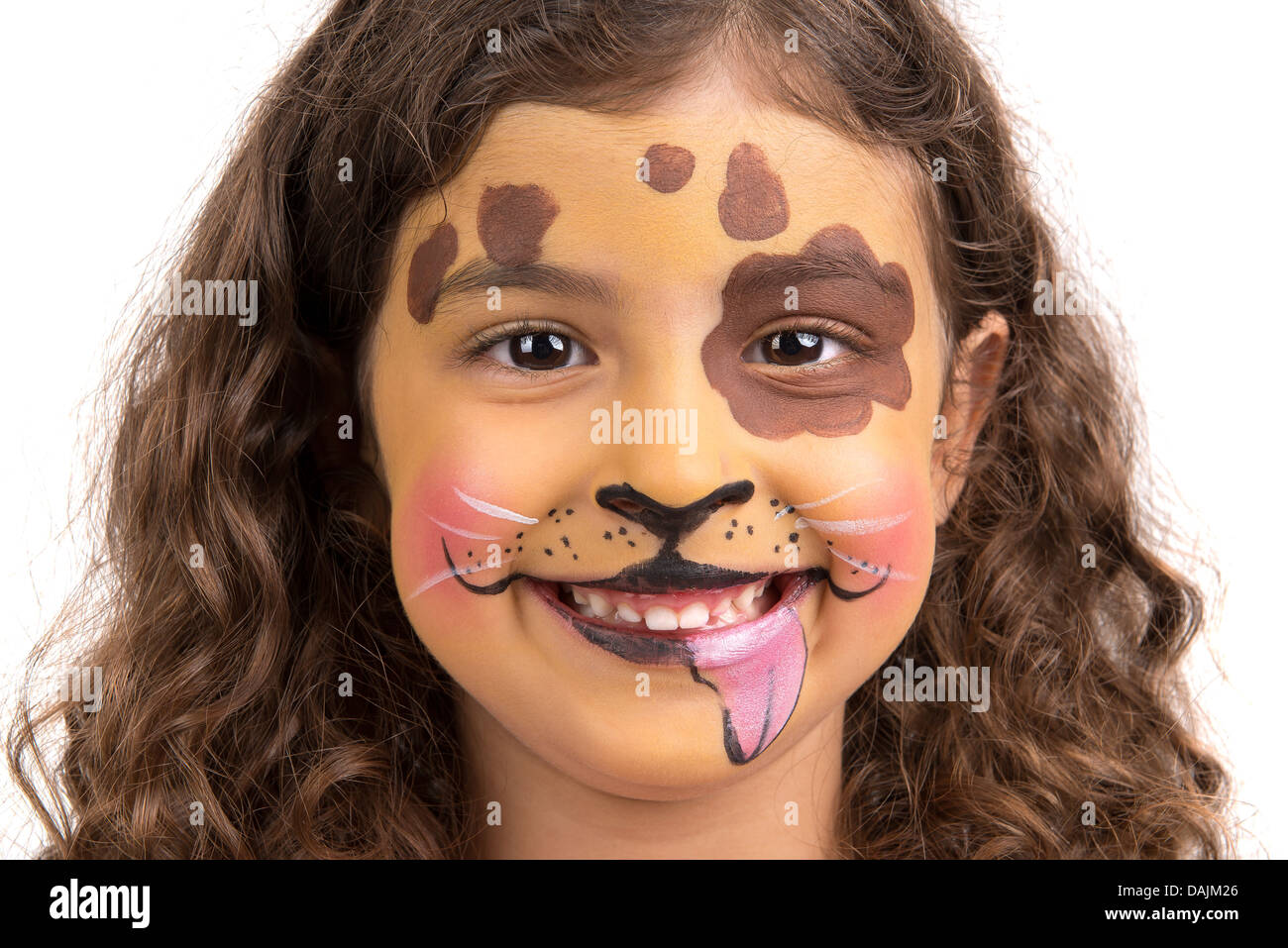 Beautiful young girl with face painted like a puppy Stock Photo - Alamy