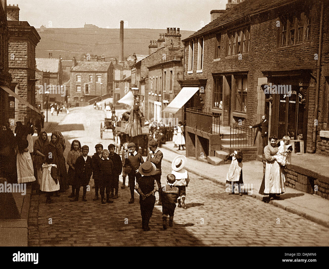 Delph King Street early 1900s Stock Photo - Alamy