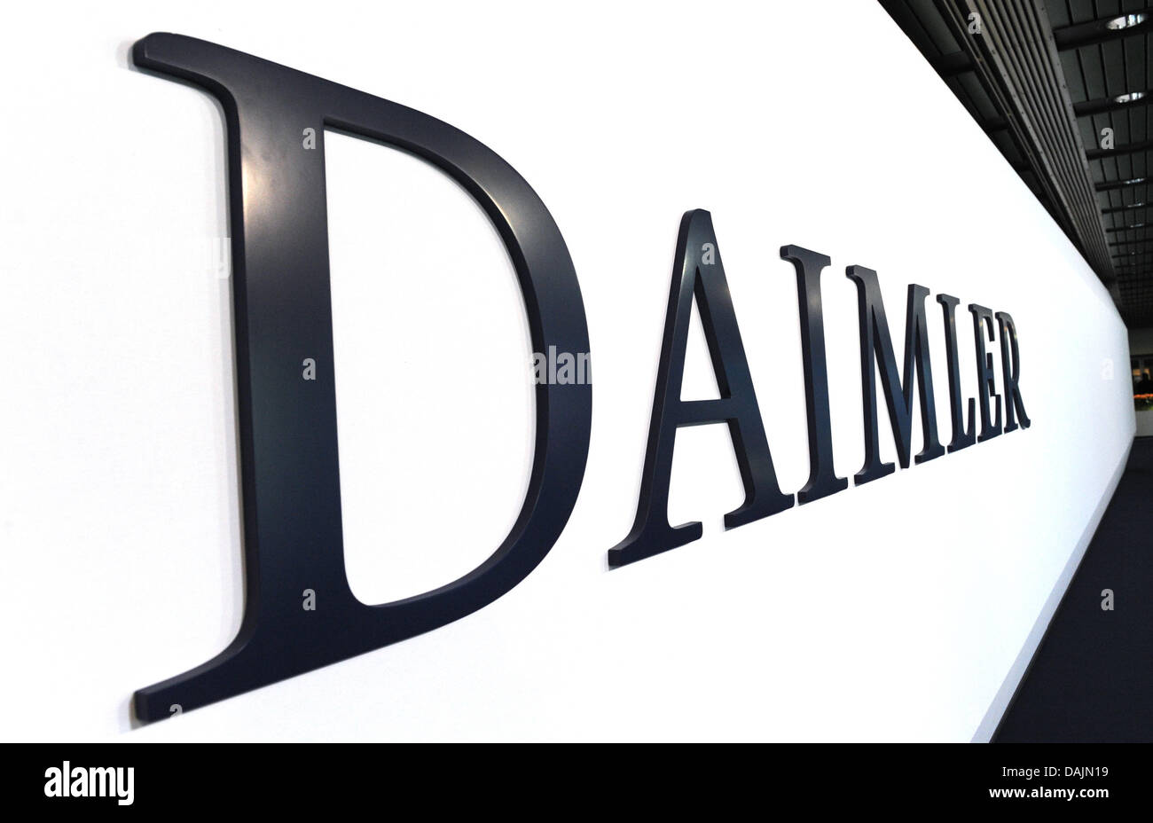 The writing of car manifacturer 'Daimler' is on display during the ...