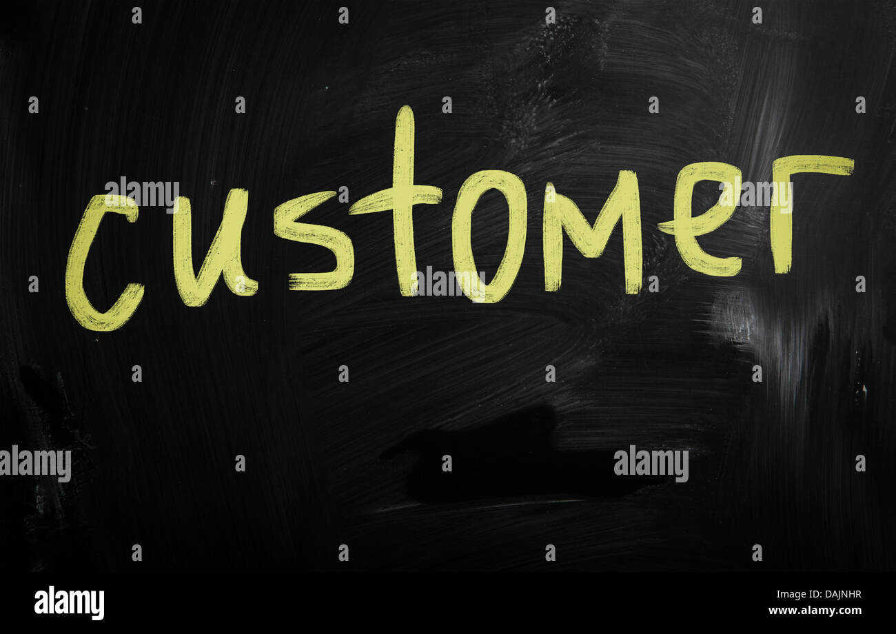 customer handwritten with white chalk on a blackboard Stock Photo - Alamy
