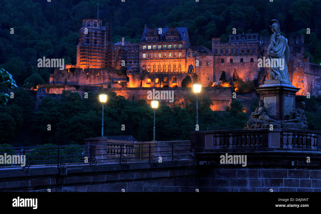 The Minerva monument stands tall on the 'Alte Brueck' (Old Bridge) in ...