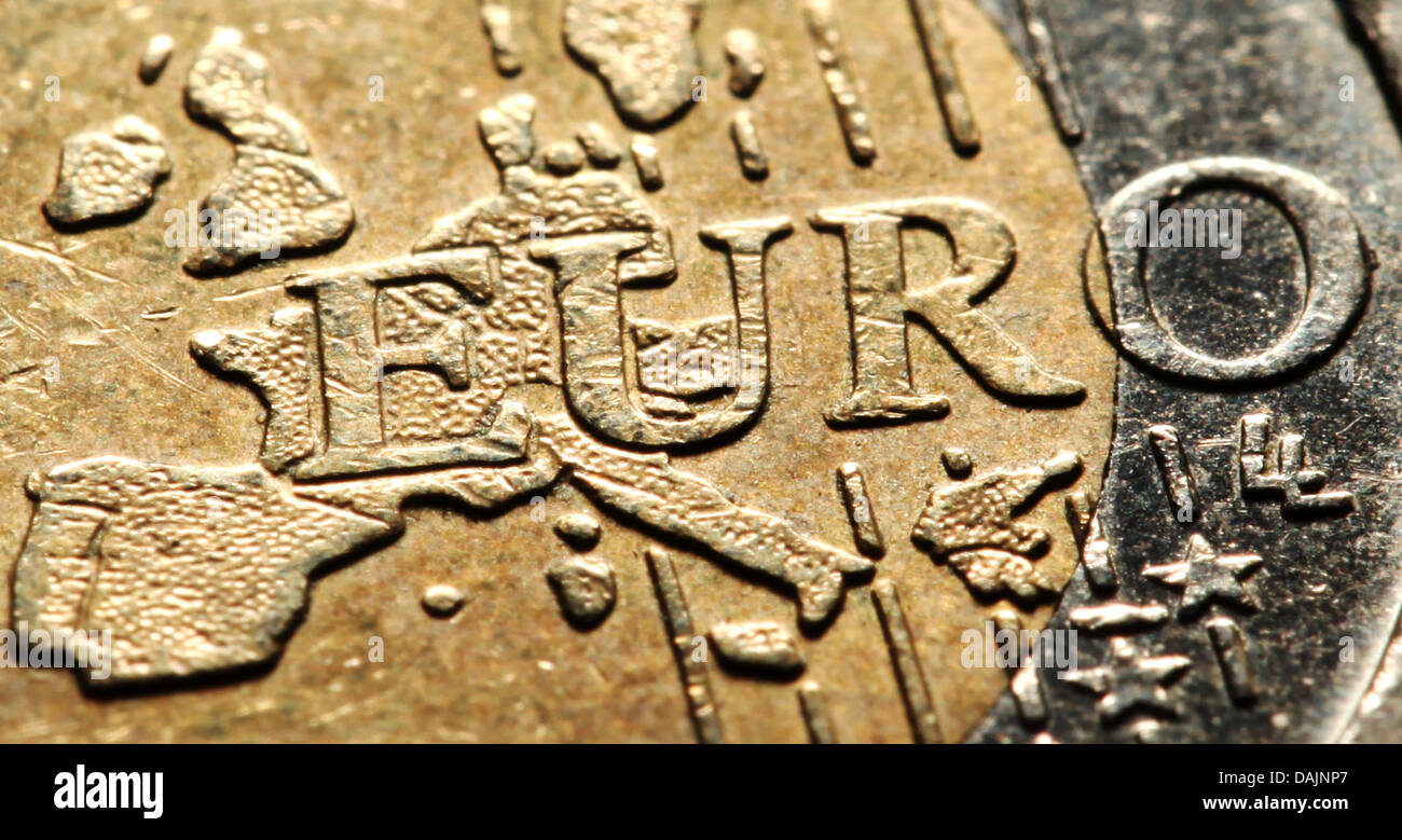 The words 'Euro' are pictured on a 2 Euro coin in Duesseldorf, Germany ...