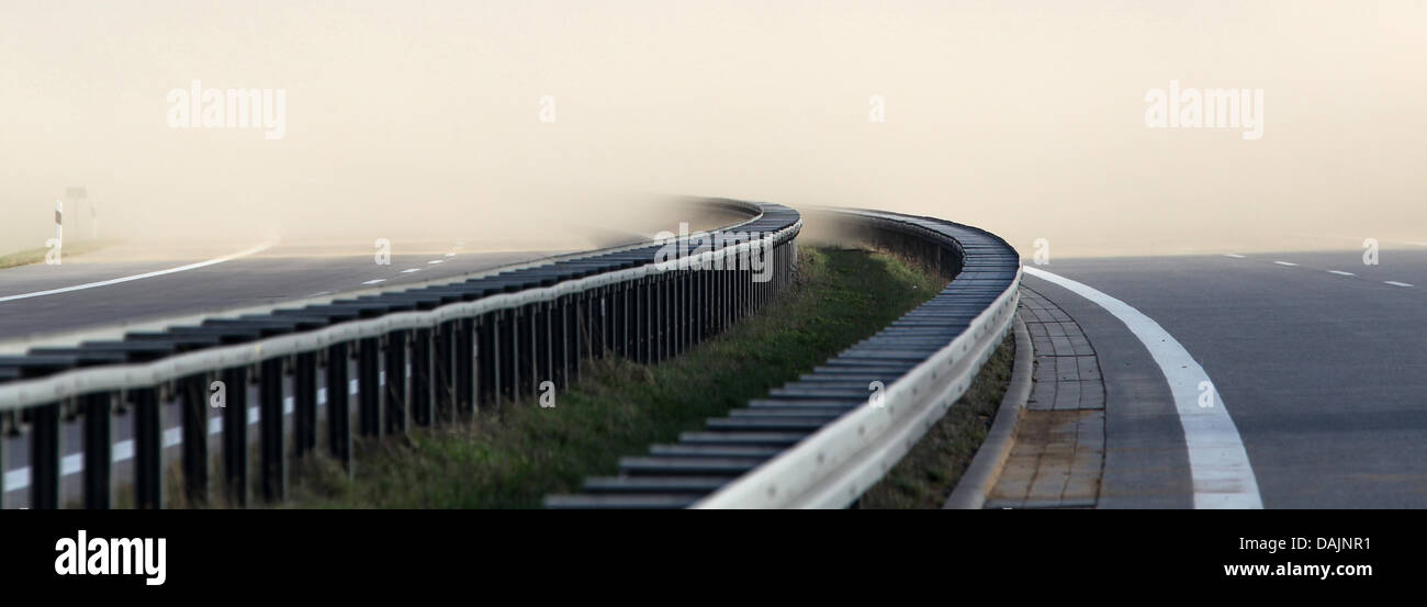 A multiple crash is hidden behind a white cloud of sand on the A19 ...