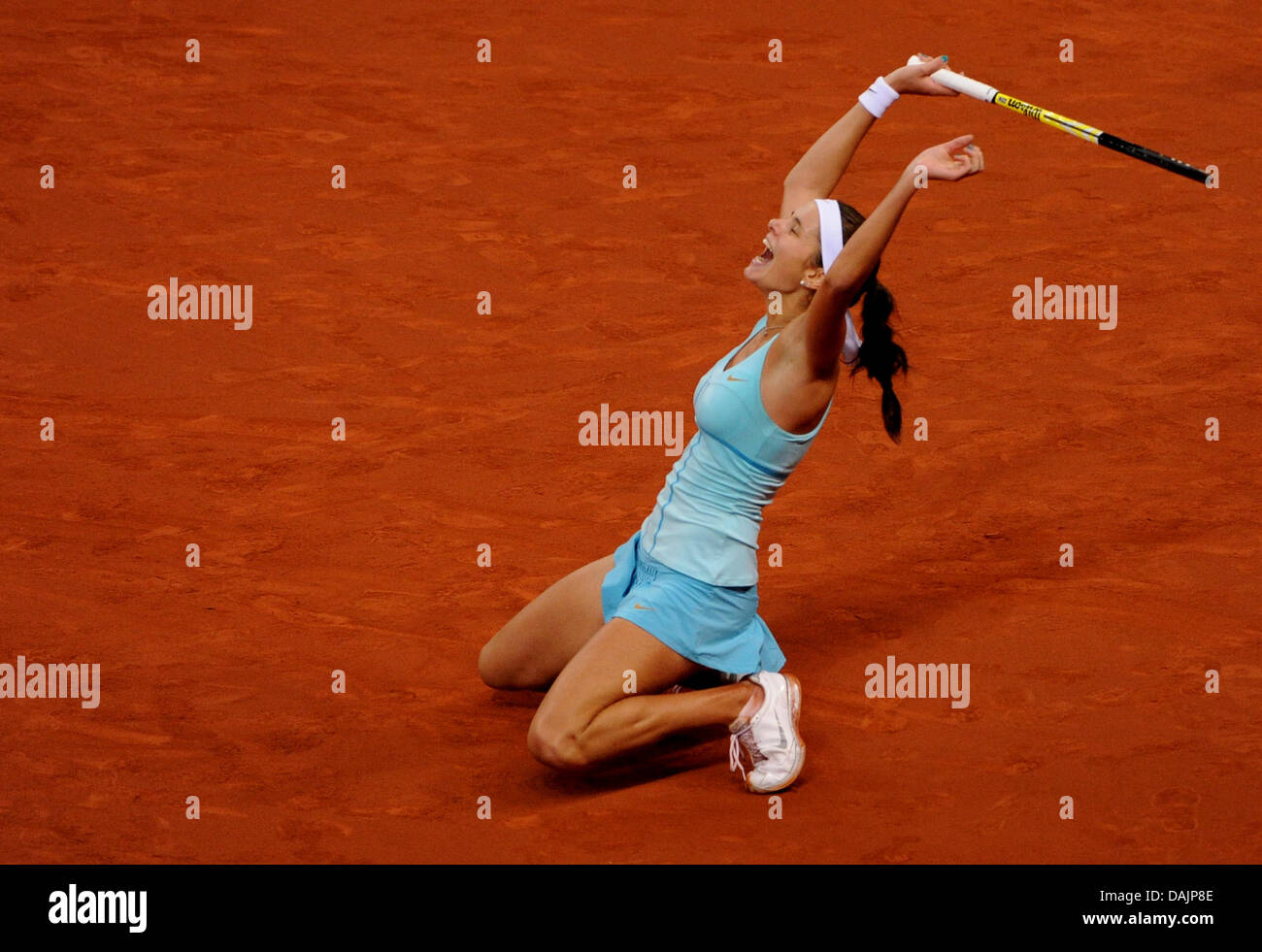 Julia Goerges celebrates after the WTA tournament semi final match ...