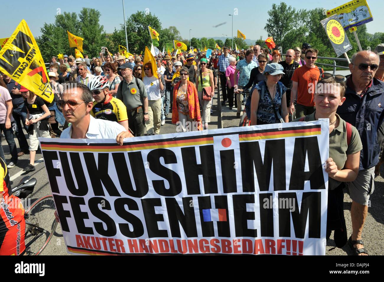French and German anti-nuclear activists stage a protest on the rhine ...