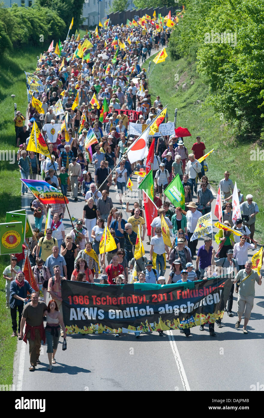 Anti-nuclear activists participate in a protest march leading to the ...