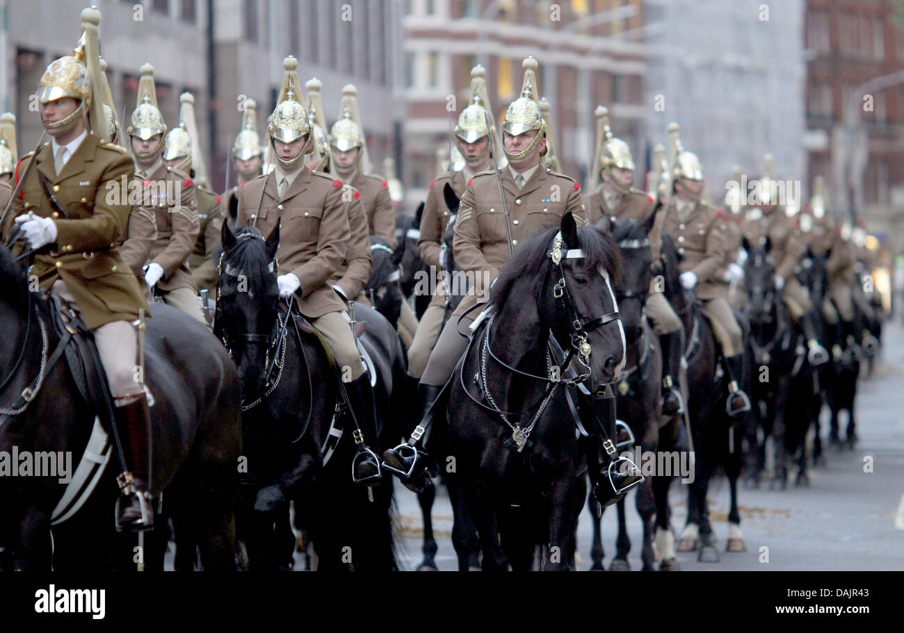 Household Cavalry Life Guards line up for the rehearsal for the royal ...